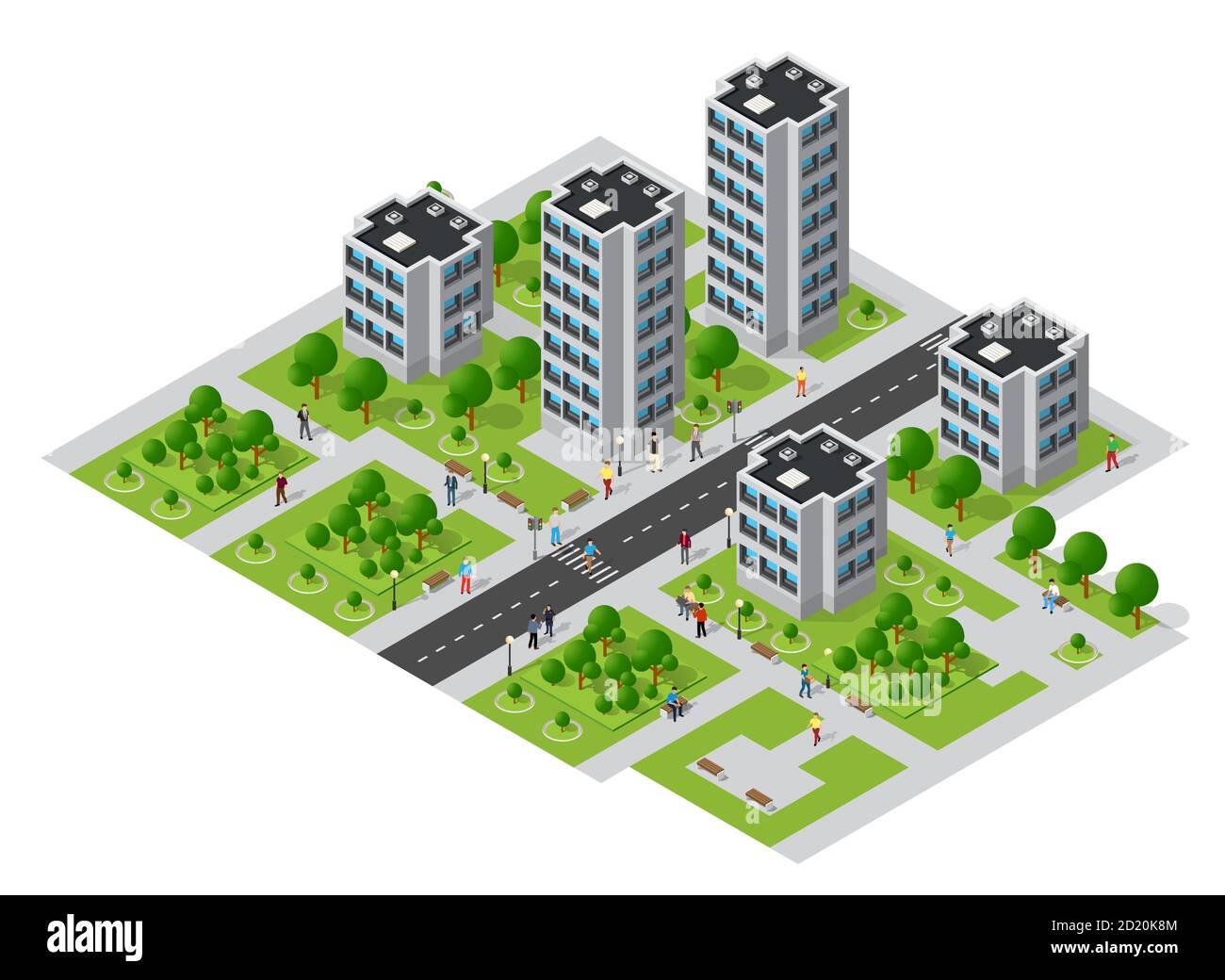 Isometric urban megalopolis top view of the city infrastructure town ...