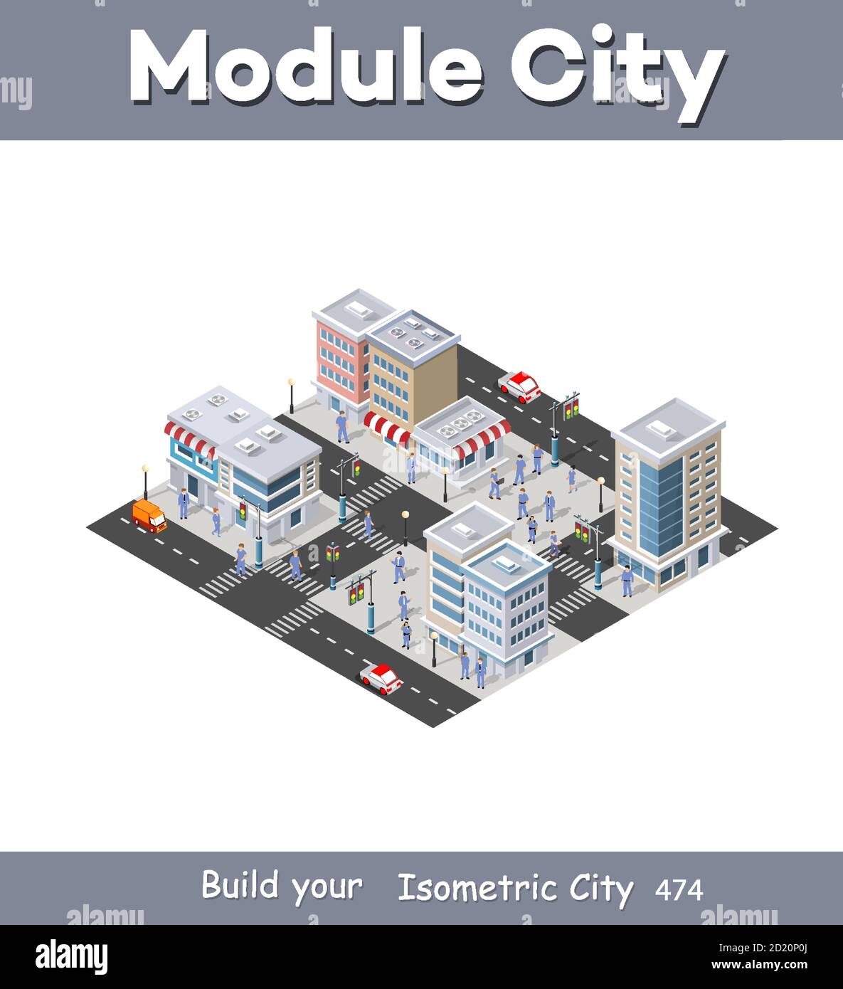 Isometric 3d module block district part of the city Stock Vector Image ...