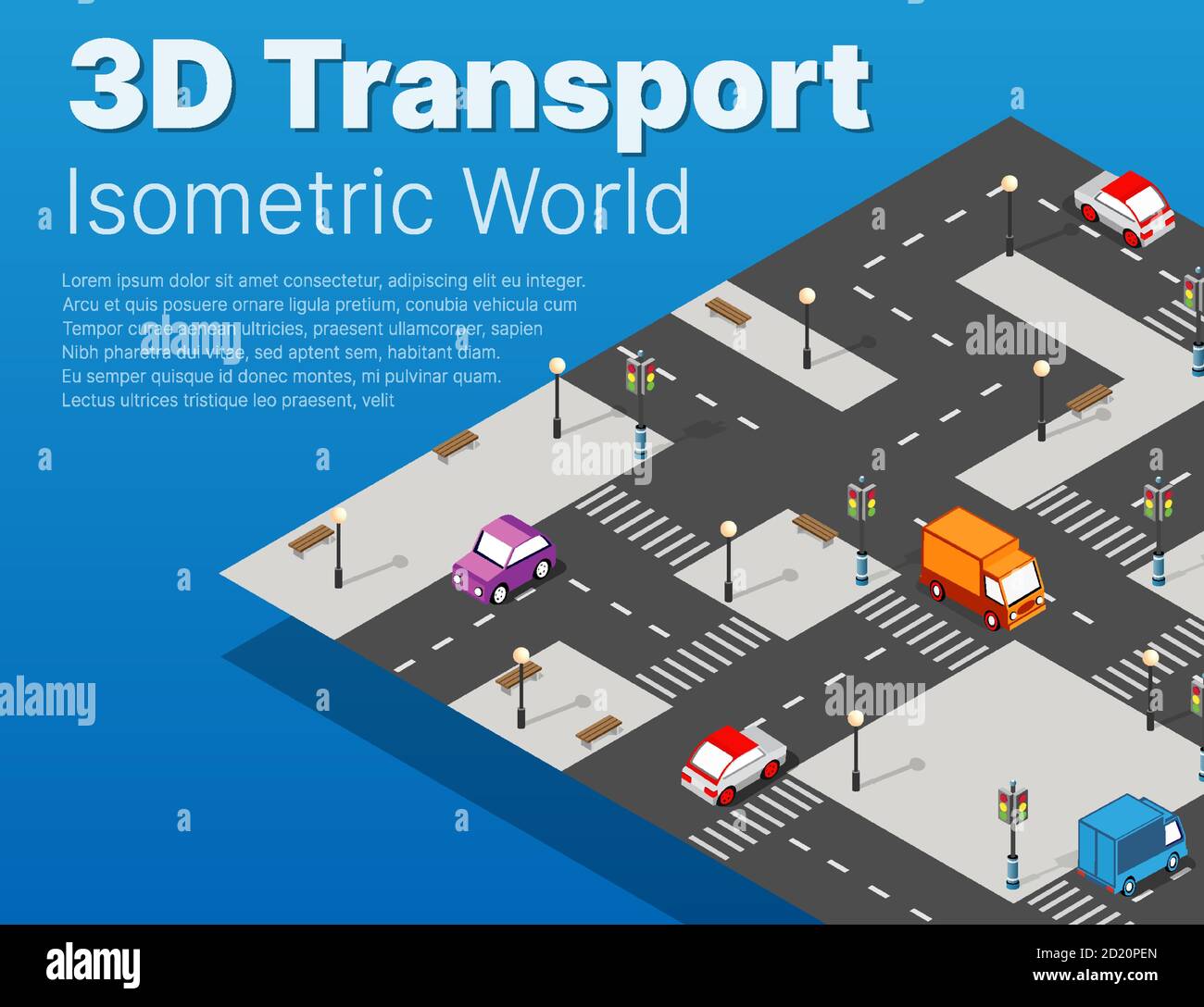 Isometric city map environmental infographic set, with transport Stock ...