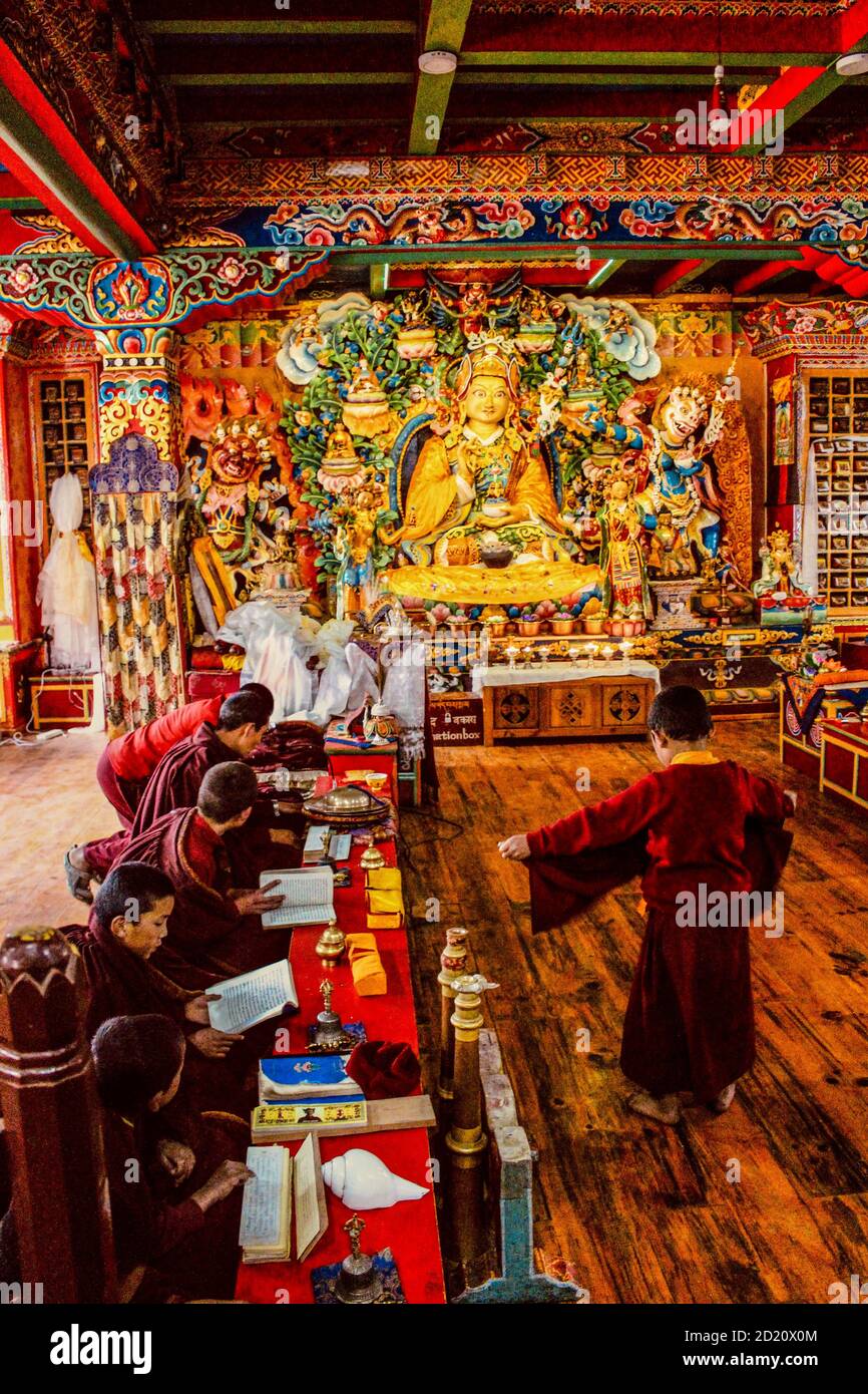 Monks during a ceremony in a Buddhist monastery, Nepal Stock Photo - Alamy