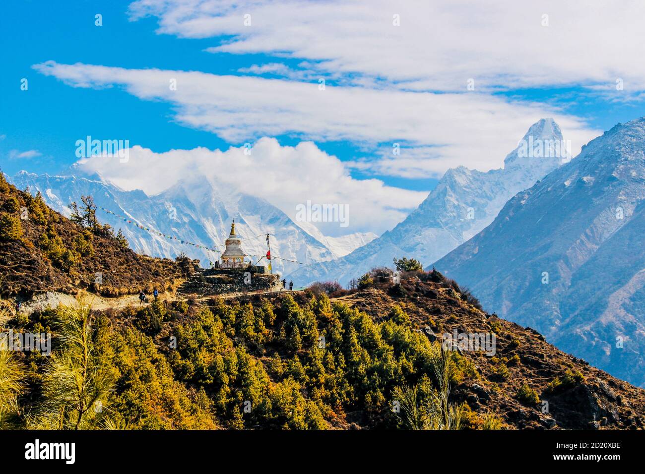 Himalayan landscape with a stupa in the distance, Nepal Stock Photo - Alamy