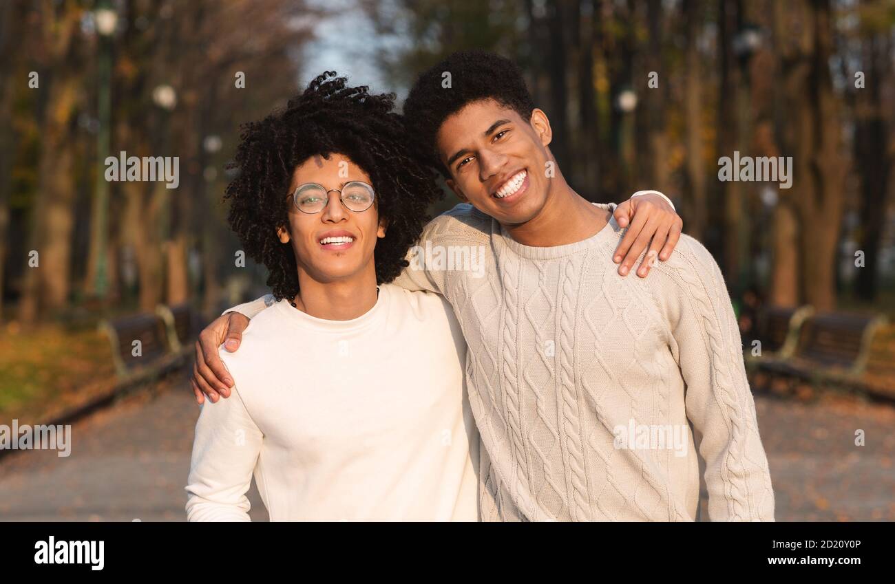 African boys hug hi-res stock photography and images - Alamy