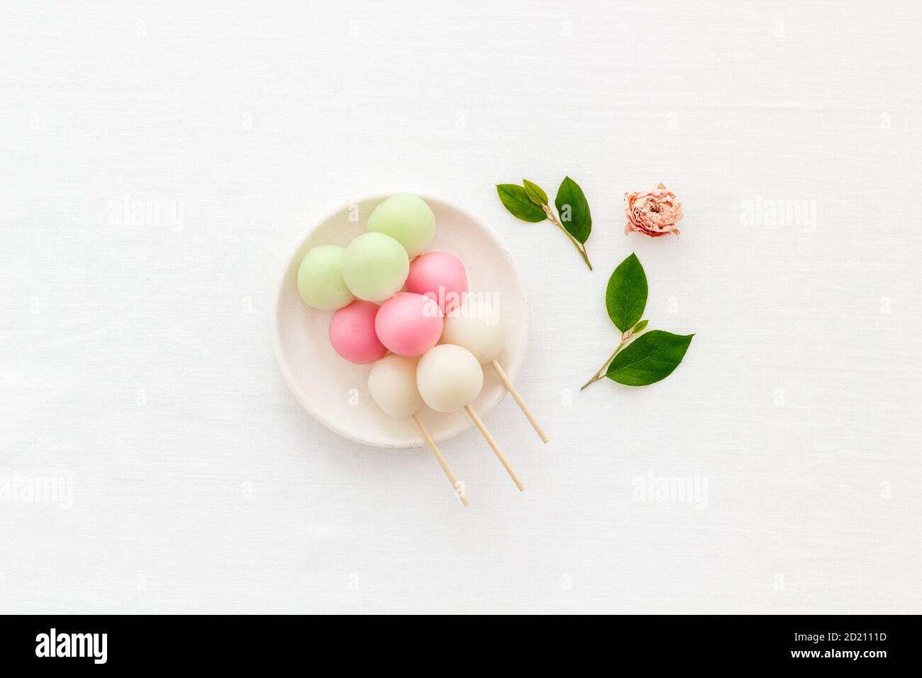 Japanese three colored dumplings Dango, top view Stock Photo - Alamy