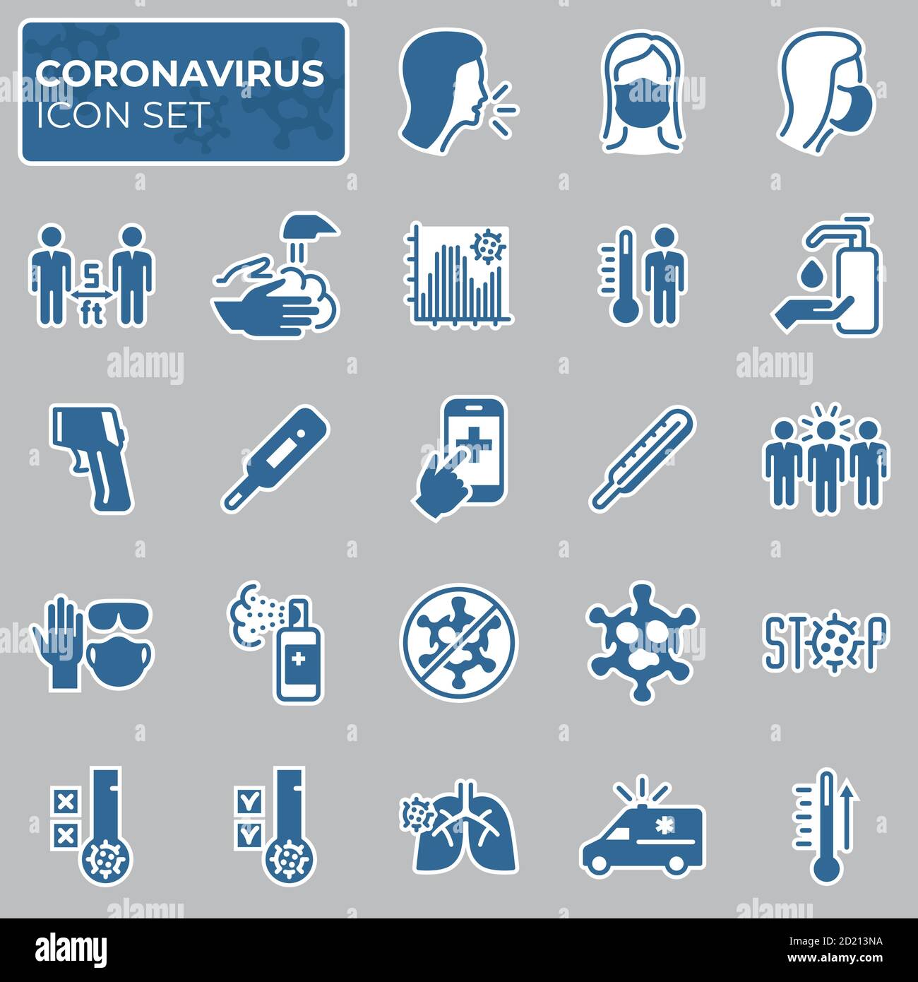 Filled coronavirus icons set. COVID-19 prevention and protection block ...