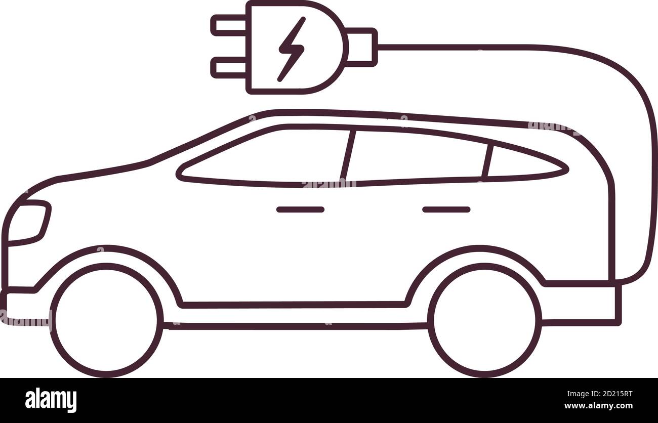 Electric car SUV icon.Eco concept vehicle.Side view. Plug-in electric ...