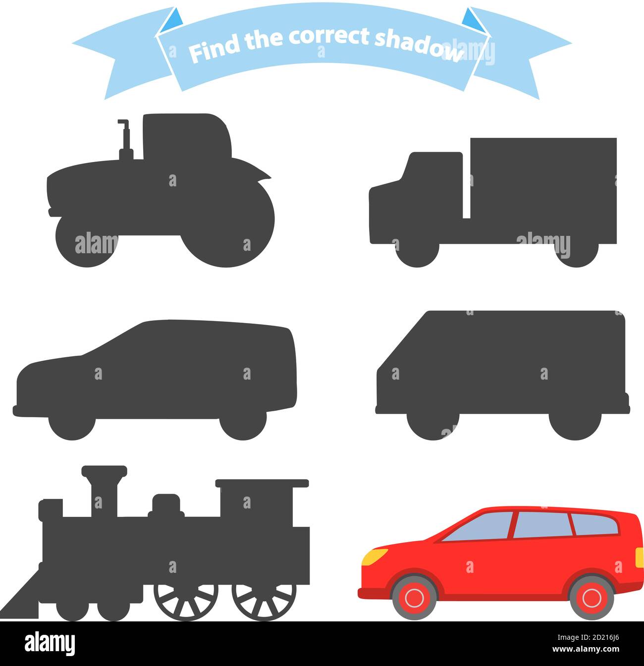 Find the correct shadow transport.Educational game for children car ...