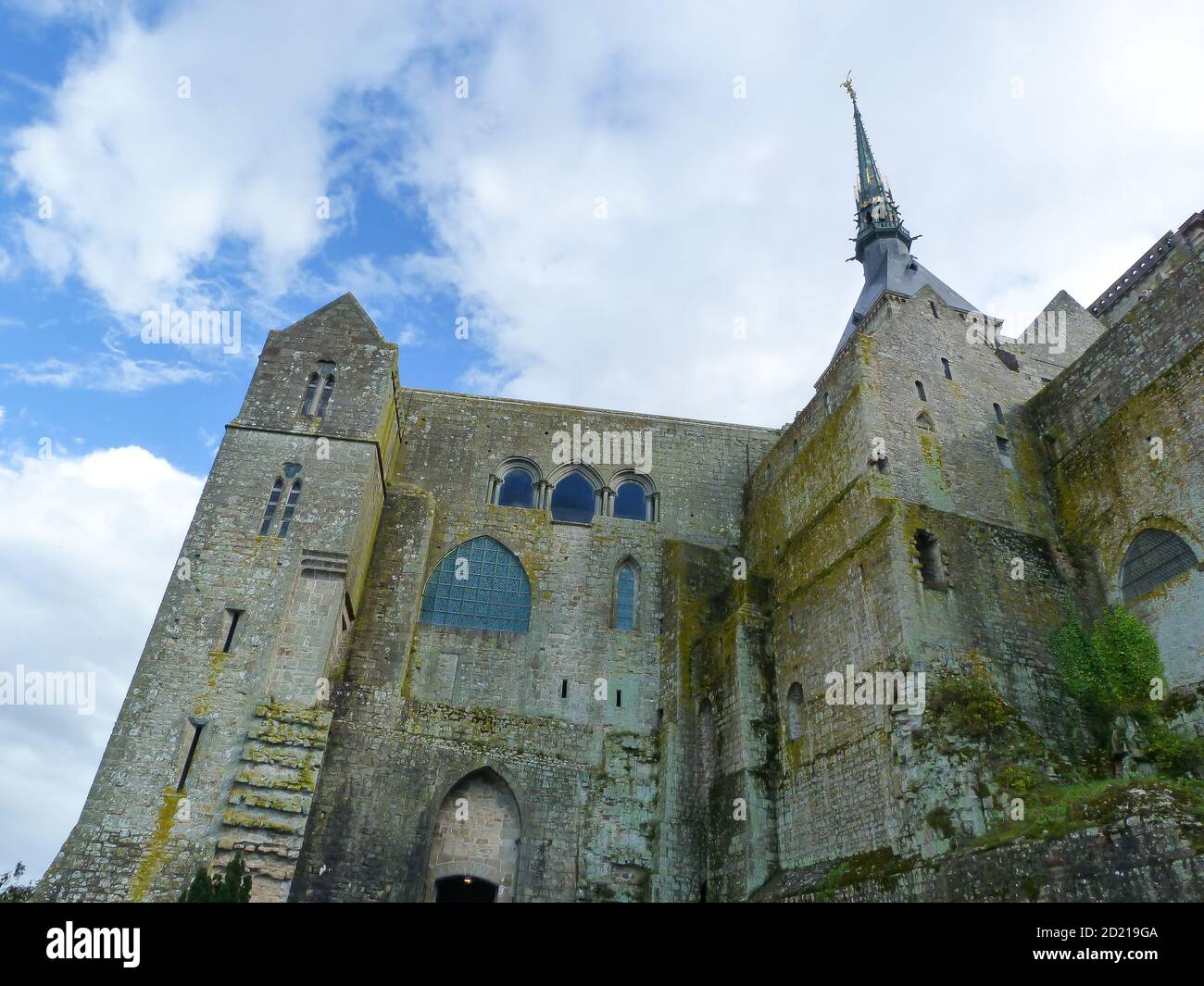 Panoramic shot of the Mont Saint Michel Abbey and fortifications in ...