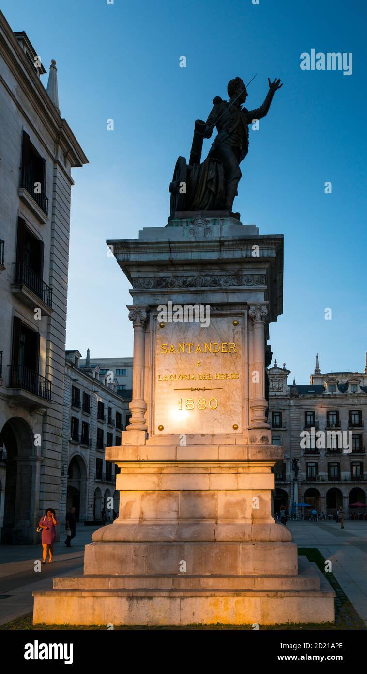 Pedro Velarde Heroe Monument, Porticada Square, Santander, Cantabria ...
