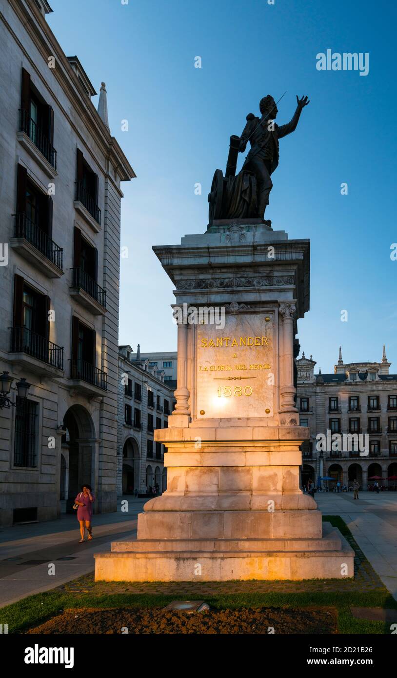 Pedro Velarde Heroe Monument, Porticada Square, Santander, Cantabria ...