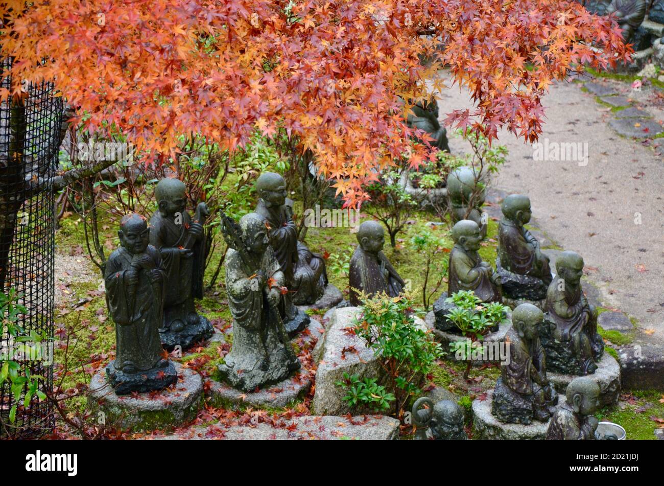 Statues of the followers of Buddha (called Shaka Nyorai in Japan at ...