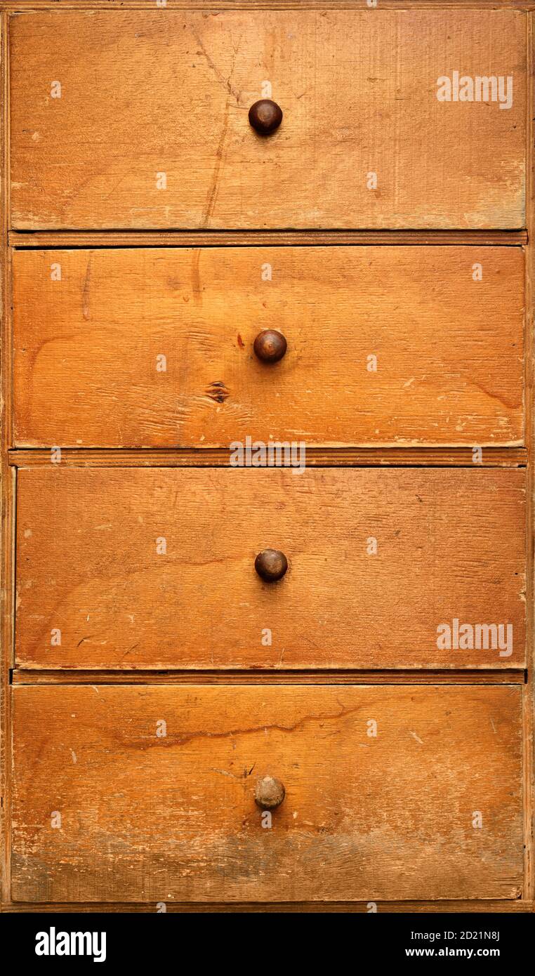 Backgrounds and textures: old wooden cabinet with drawers, front view ...