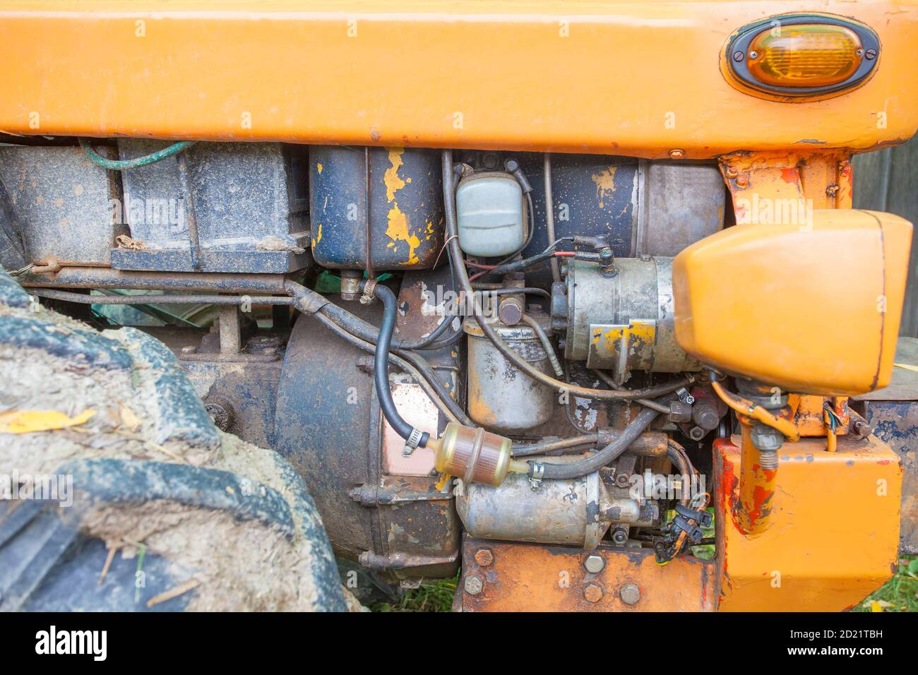 detail of retro or vintage tractor engine Stock Photo - Alamy