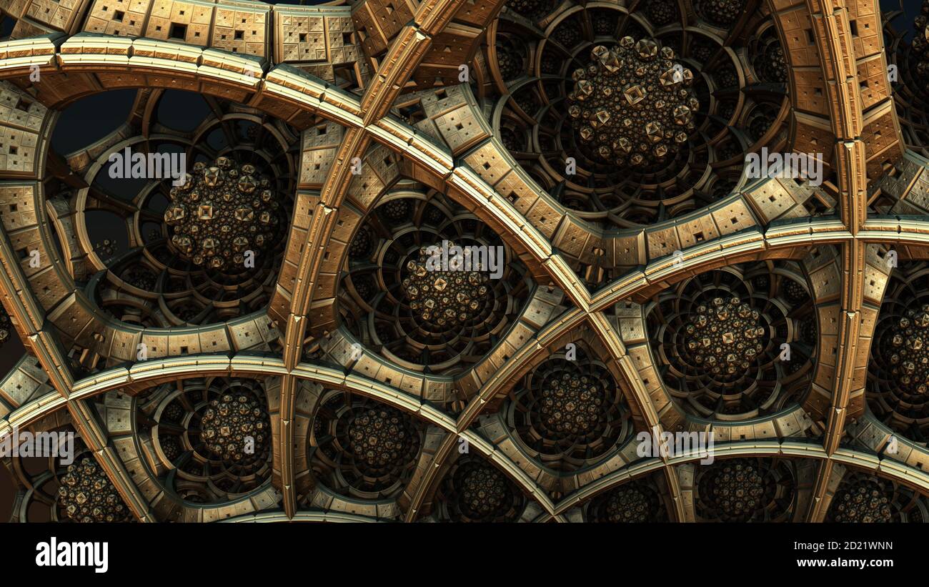 Abstract background 3D, fantastic ancient civilization architecture ...