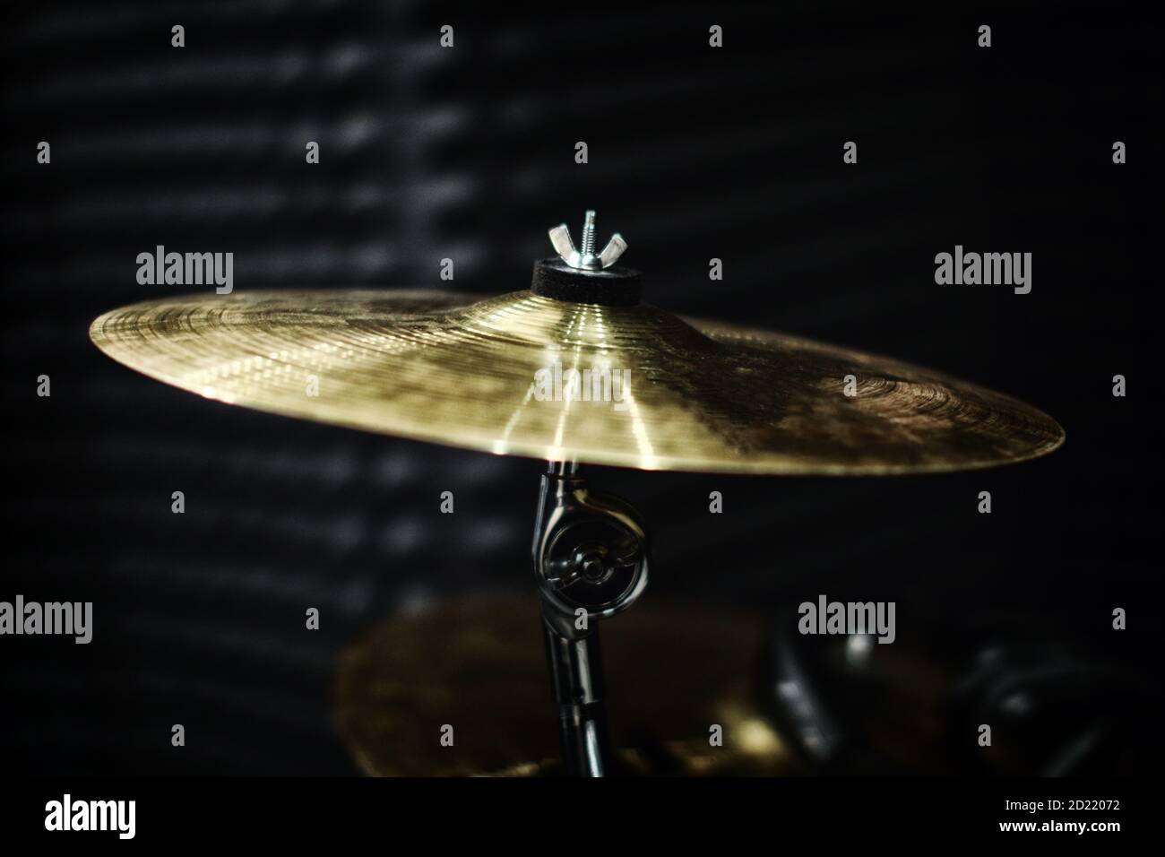 Gold plates from the drum set in the recording Studio. Professional ...
