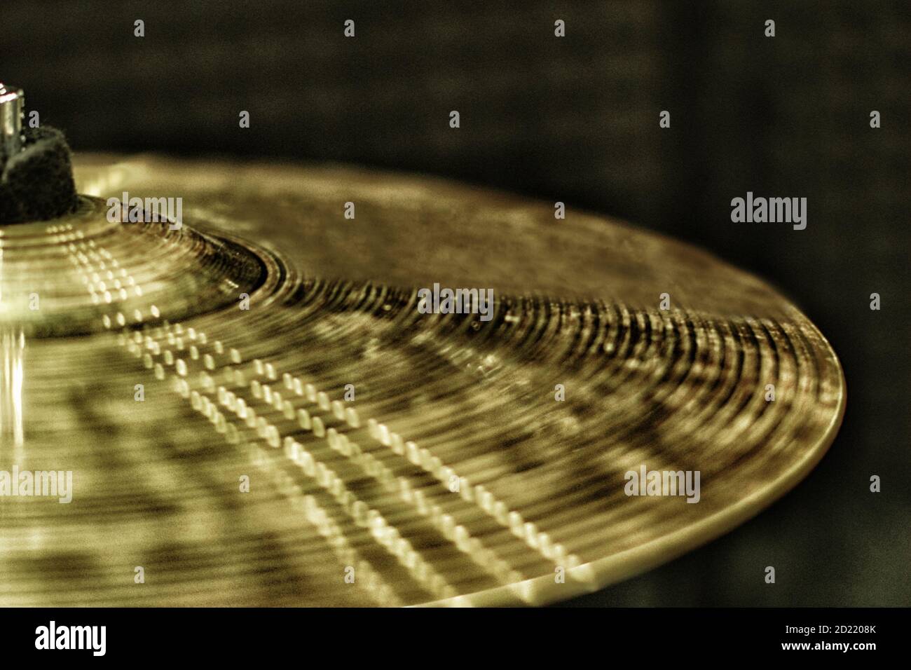 Gold plates from the drum set in the recording Studio. Professional ...