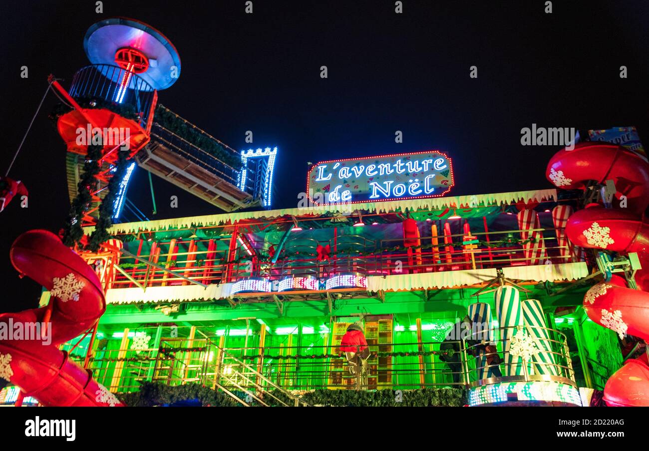 PARIS, FRANCE - JANUARY 6, 2019: Children with parents have fun at ...