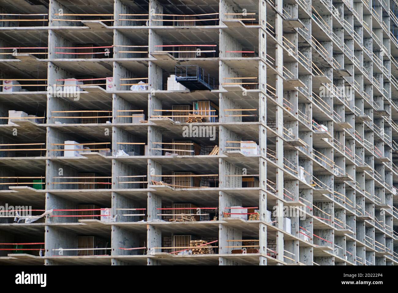 Unfinished floors of a multi-storey building without external walls ...