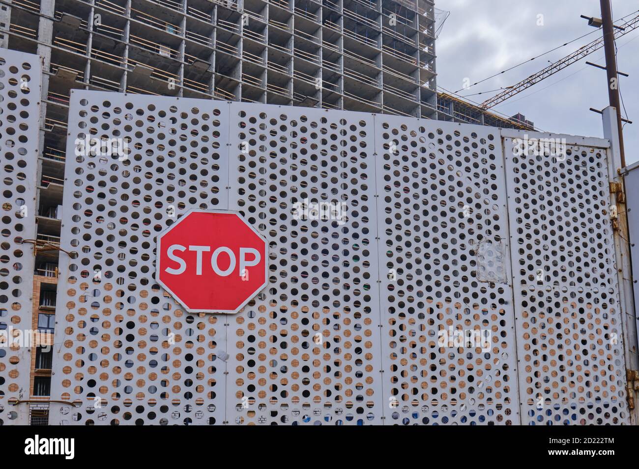 Construction stopped due to coronavirus and quarantine epidemic. Gates ...