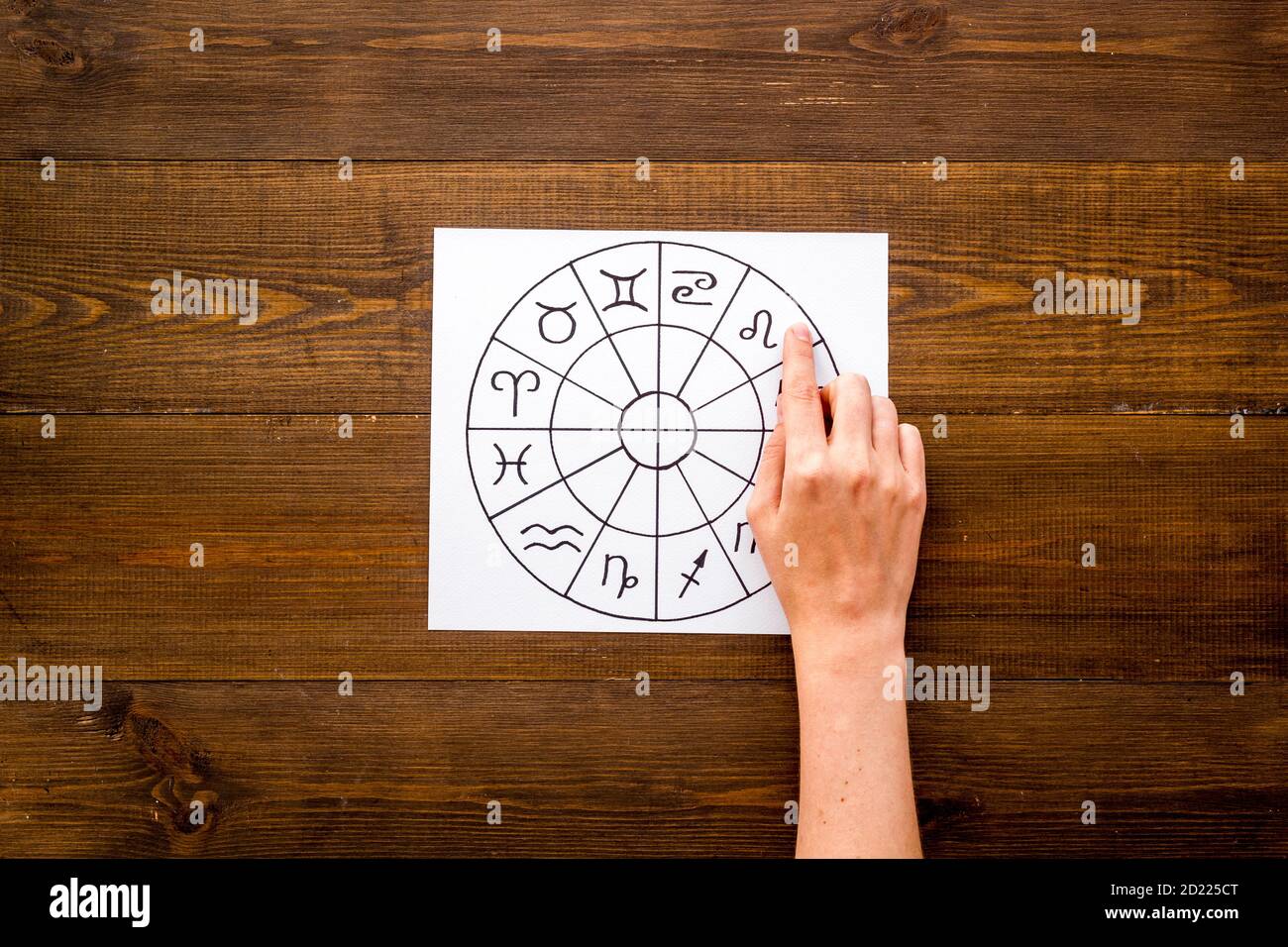 Astrological horoscope with female hand choosing Zodiac signs Stock ...