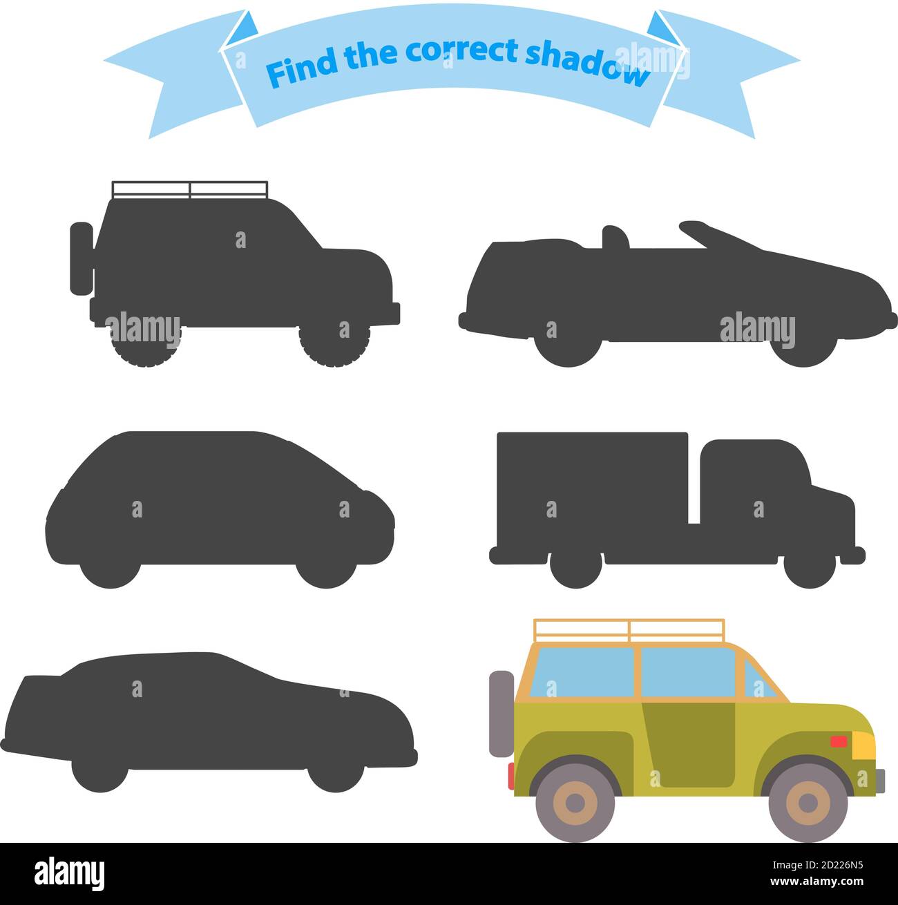 Find the correct shadow transport.Educational game for children car ...