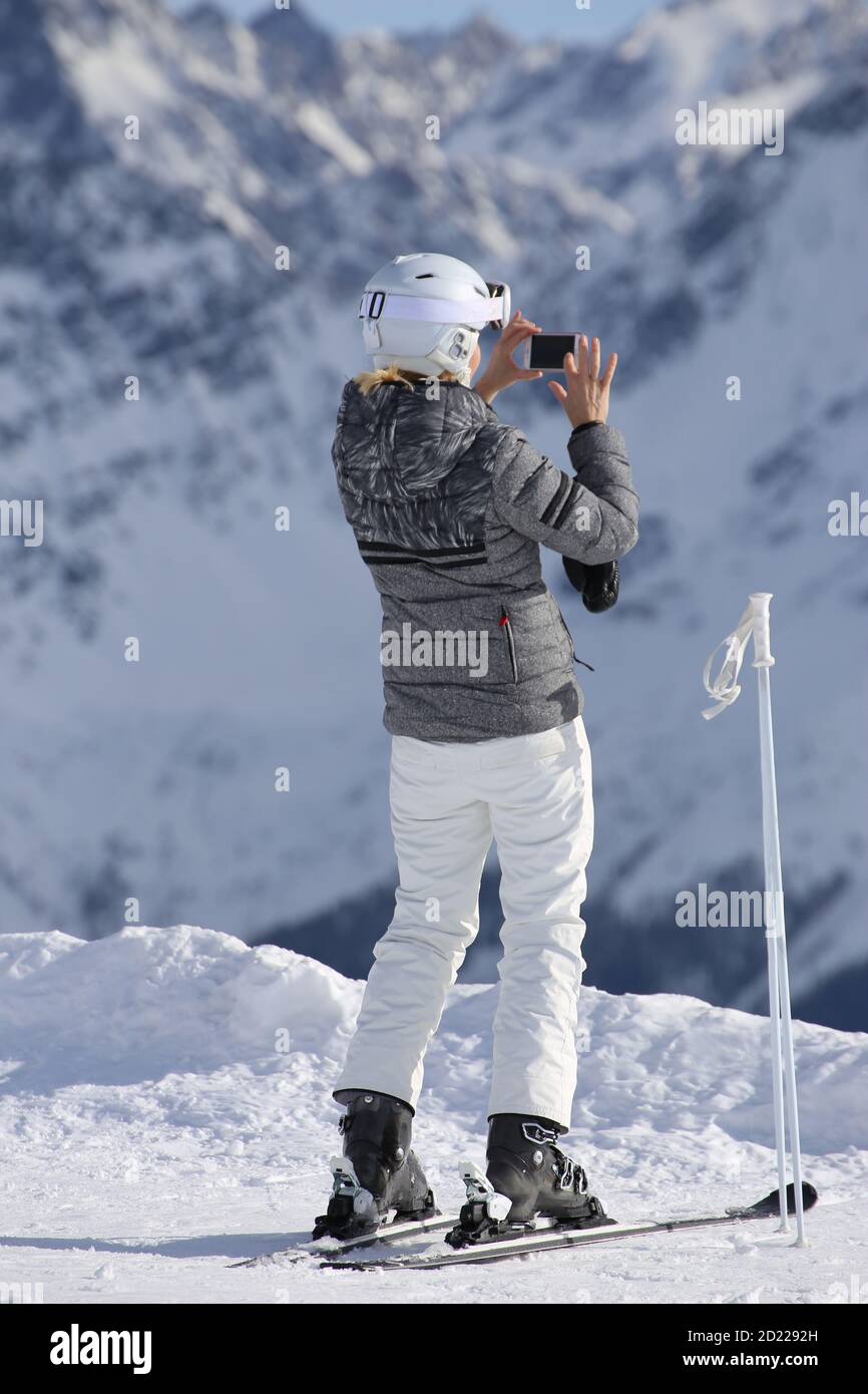Female Skier enjoys the view Stock Photo - Alamy