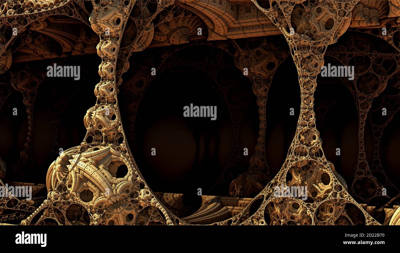 Abstract background, fantastic 3D gold structures, fictional background ...