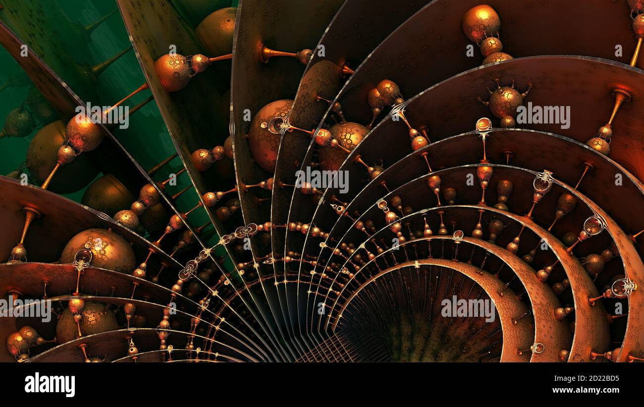 Abstract background 3D, fantastic golden structures and shapes ...