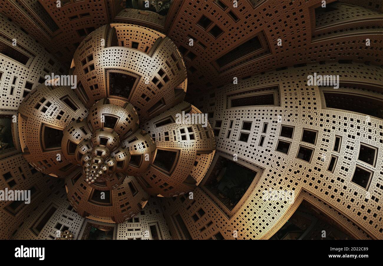 Abstract background 3D, fantastic metallic gold structures, interesting ...