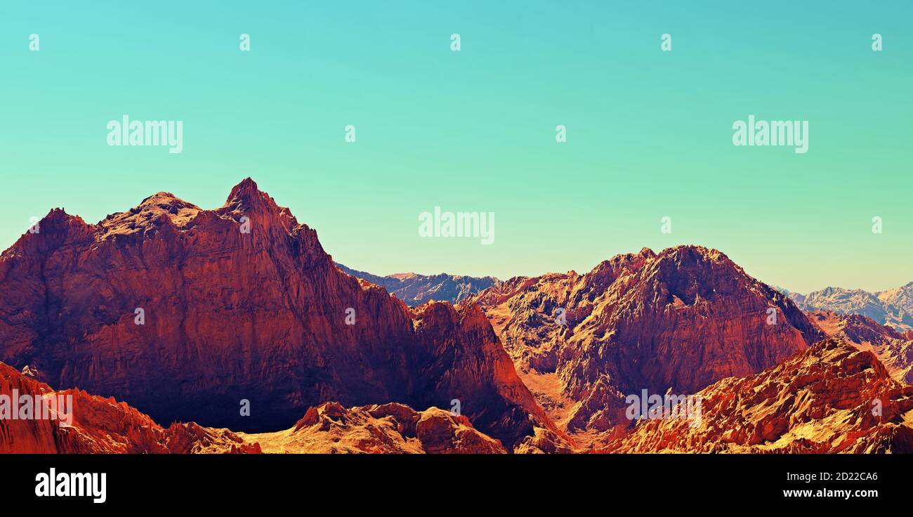 Mars landscape, 3d render of imaginary mars planet terrain, science ...