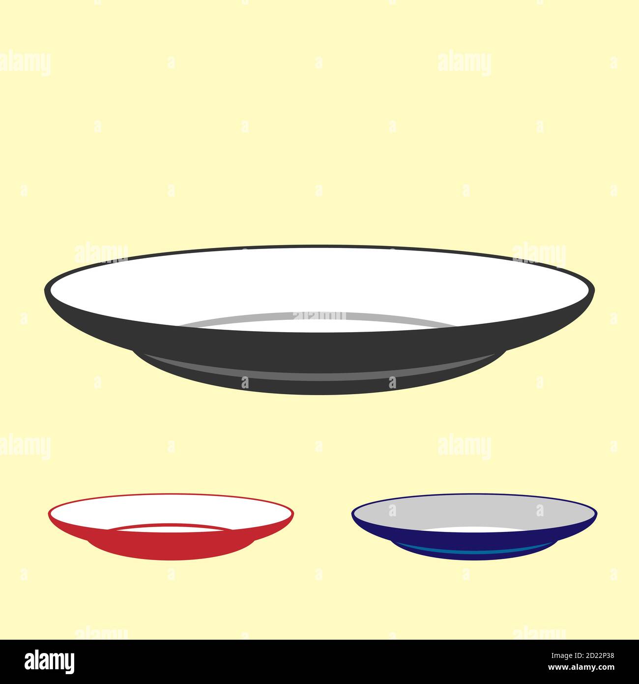 Soup plates icon set. Tree different isolated kind of images for any ...