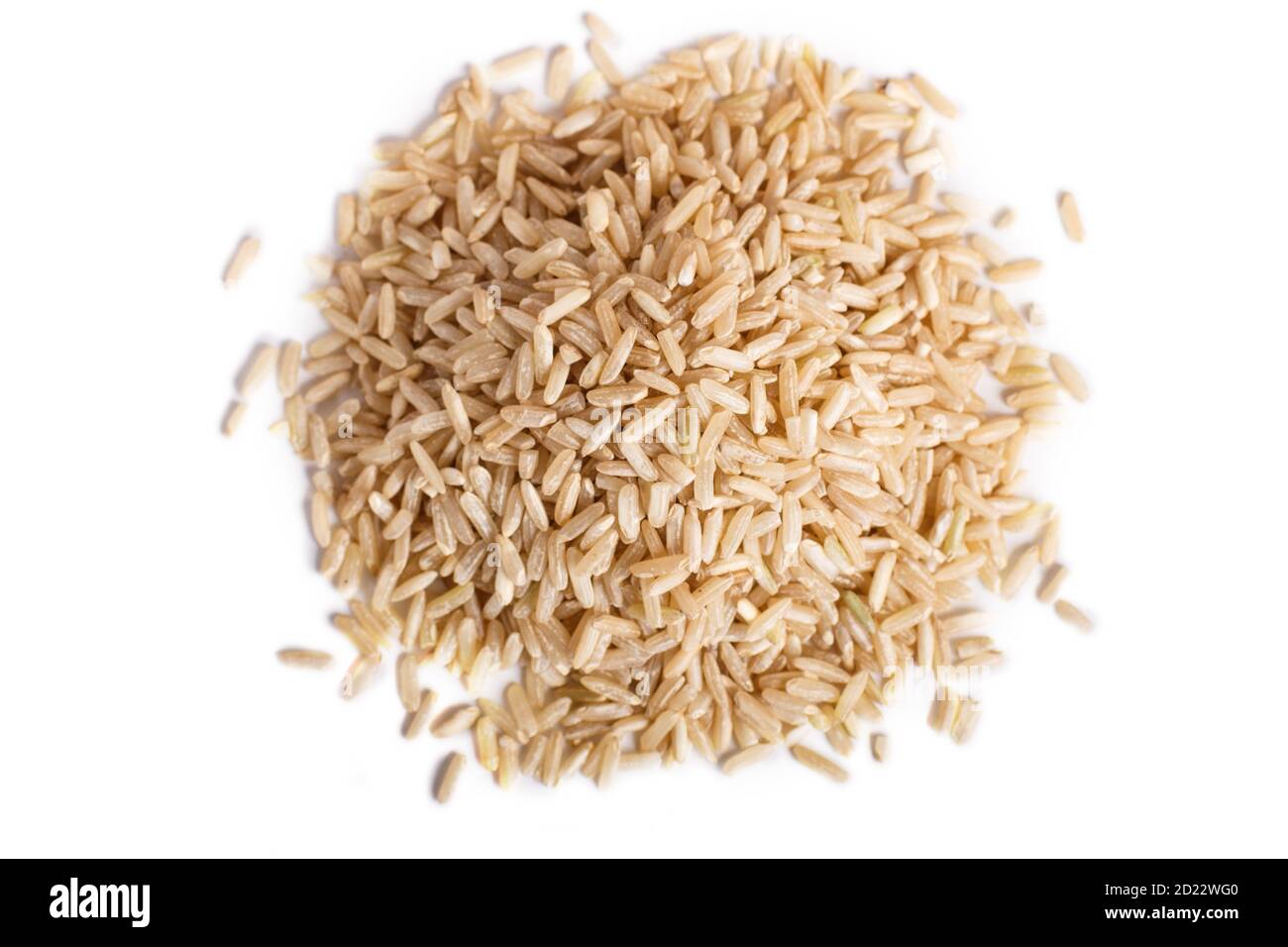 Pile of brown rice isolated on white background. Top view Stock Photo ...