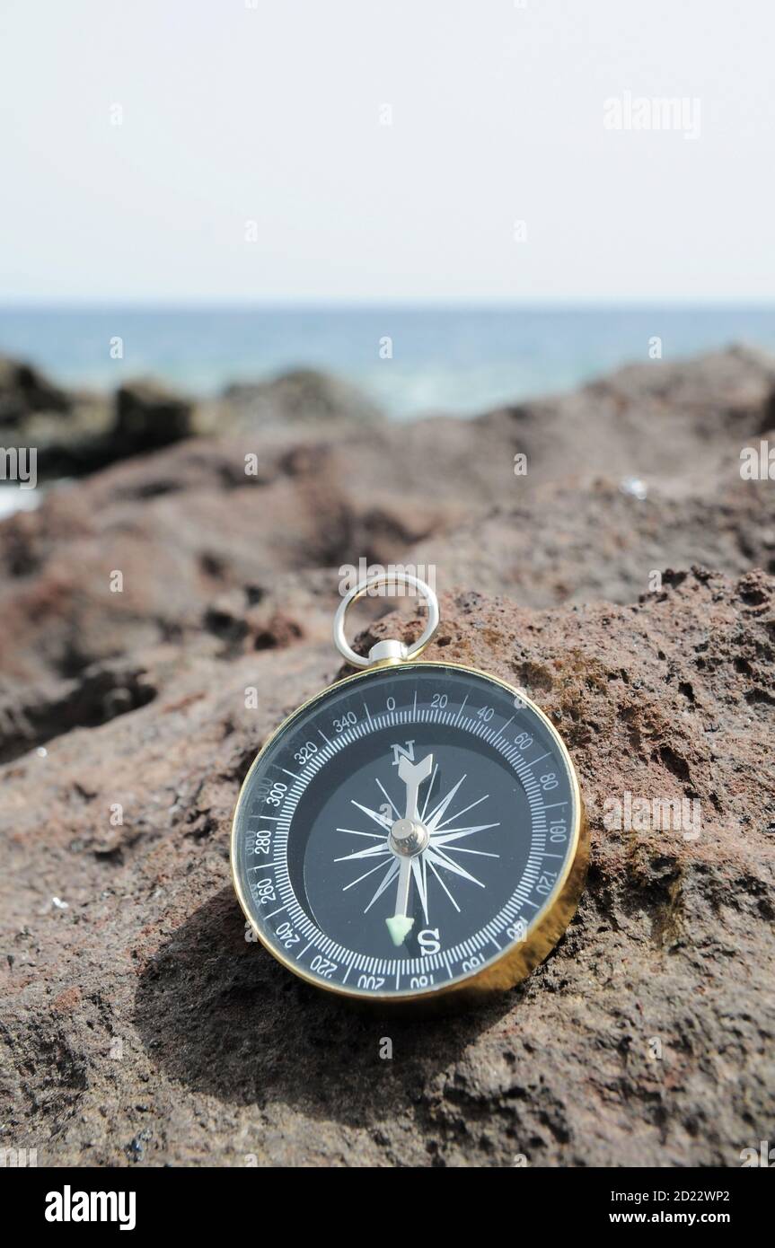 Compass and Ocean - Orientation Concept Stock Photo - Alamy