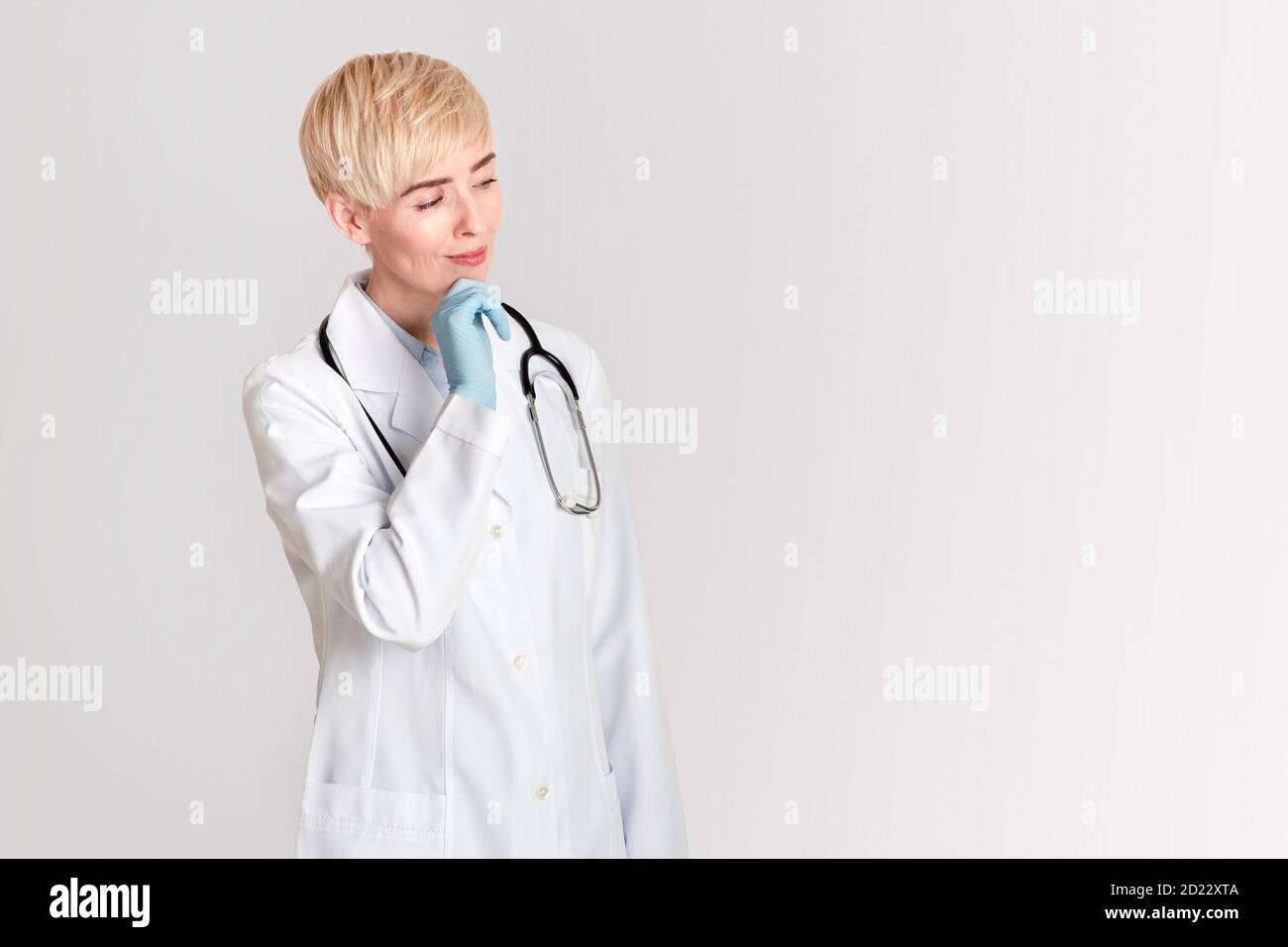 Disease, health problems and treatment. Pensive middle aged female ...