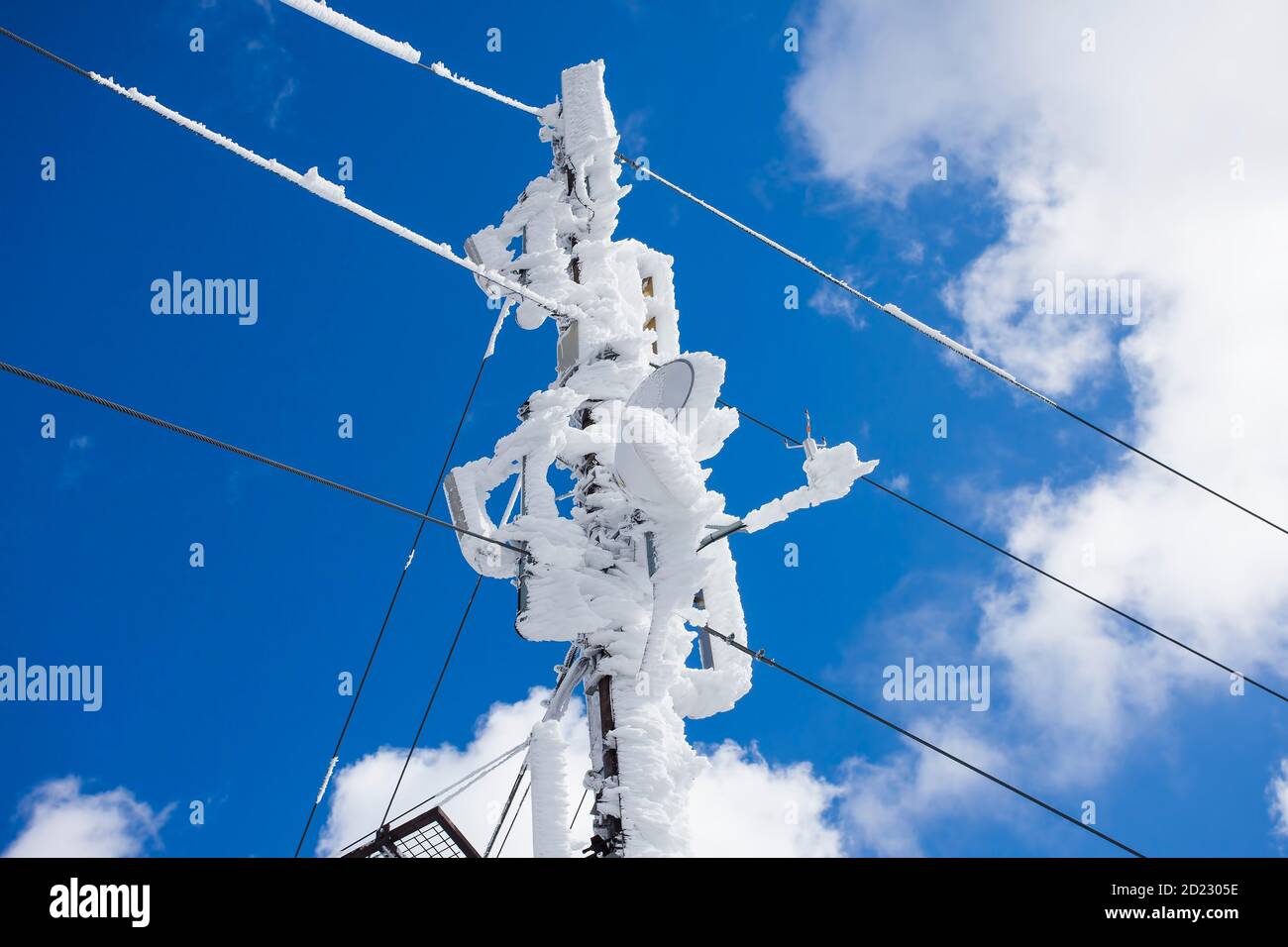 frozen pole with frost icing on antenna Stock Photo - Alamy