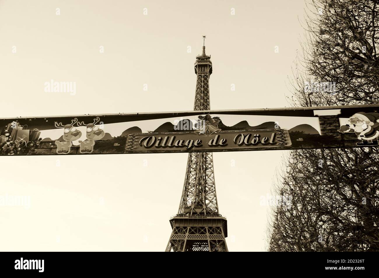 PARIS, FRANCE - DECEMBER 26, 2015: Entry to Christmas market near ...
