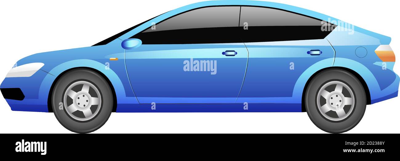 Blue sedan cartoon vector illustration. Generic car, transportation ...
