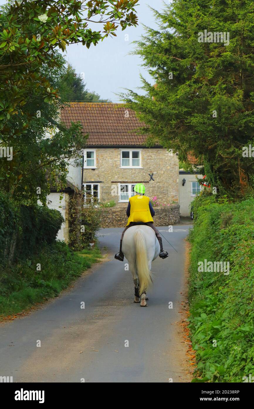 Horse rider in rural Devon, UK Stock Photo - Alamy