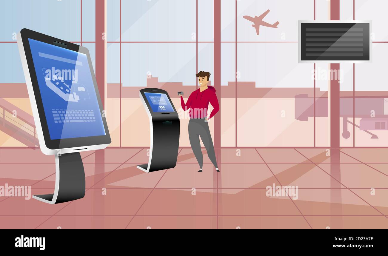 Check in machines at the airport Stock Vector Images - Alamy