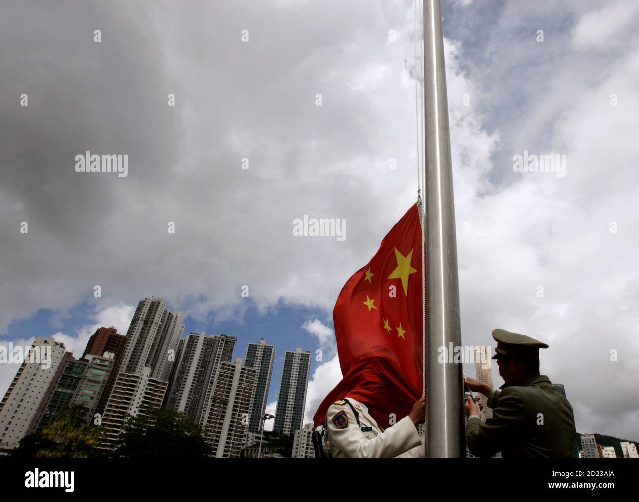 Asia man raising flag hi-res stock photography and images - Alamy