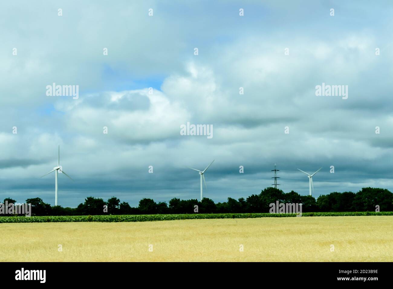 wind turbines in green field, in Sweden Scandinavia North Europe Stock ...
