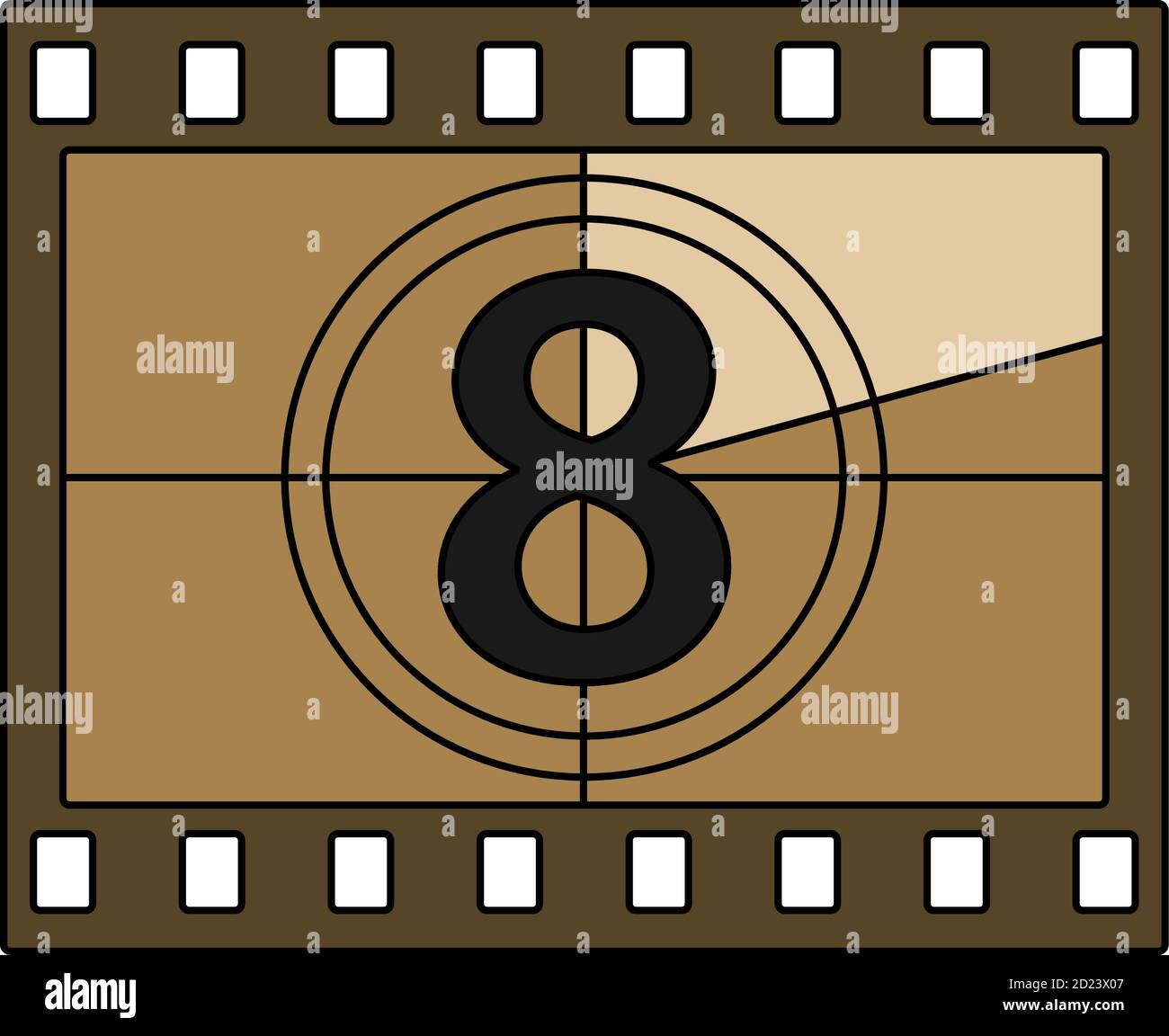 Movie Frame With Countdown Icon. Editable Outline With Color Fill ...