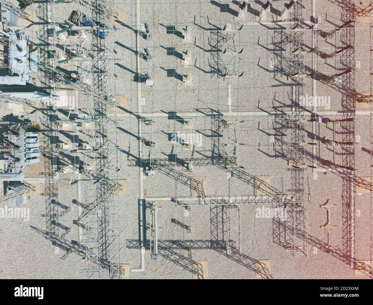 Transformer electrical power plant aerial view Stock Photo - Alamy