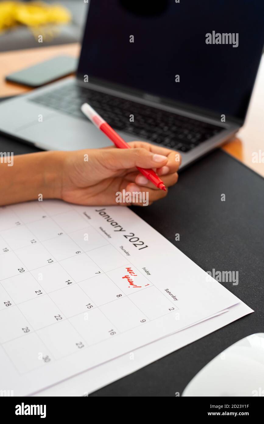 Woman marking new year hi-res stock photography and images - Alamy