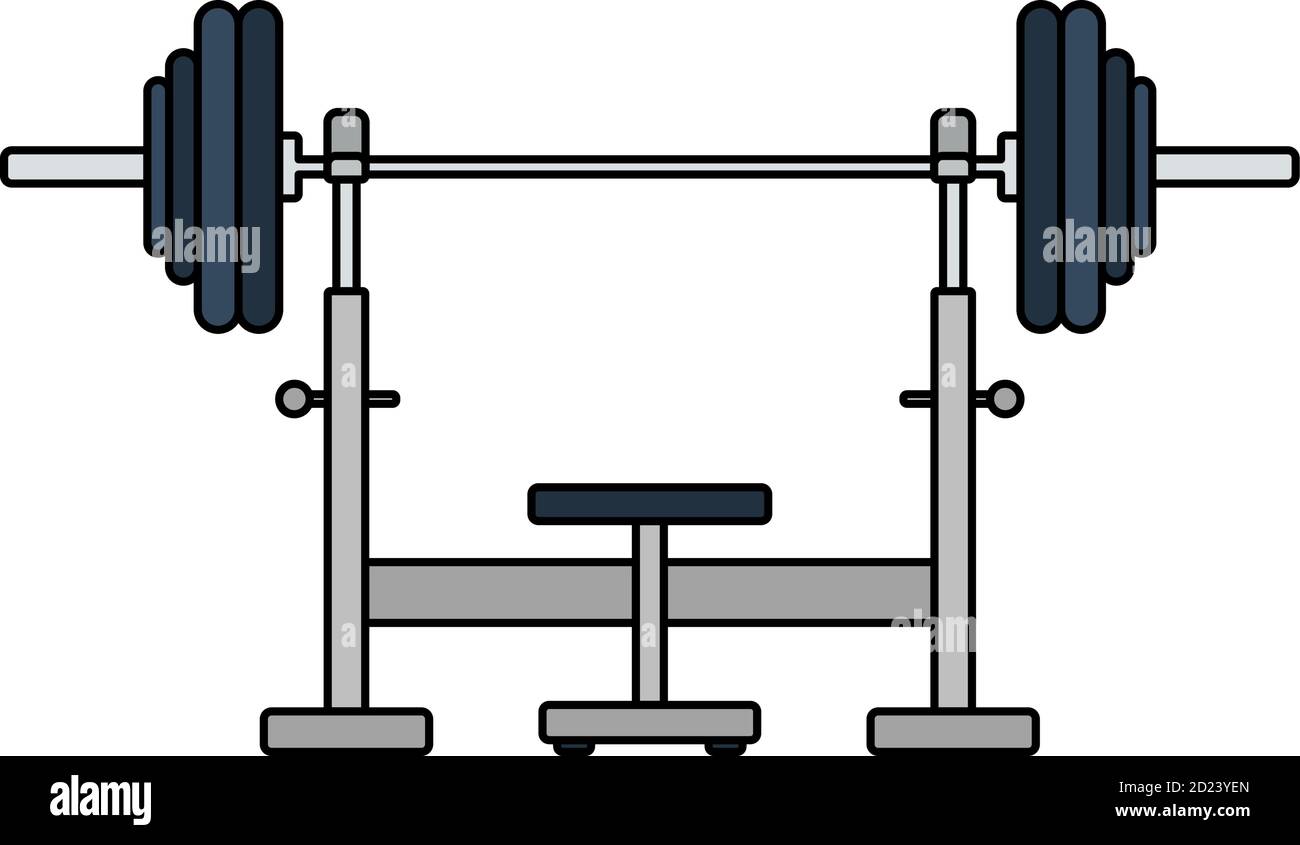 Icon Of Bench With Barbell. Editable Outline With Color Fill Design ...