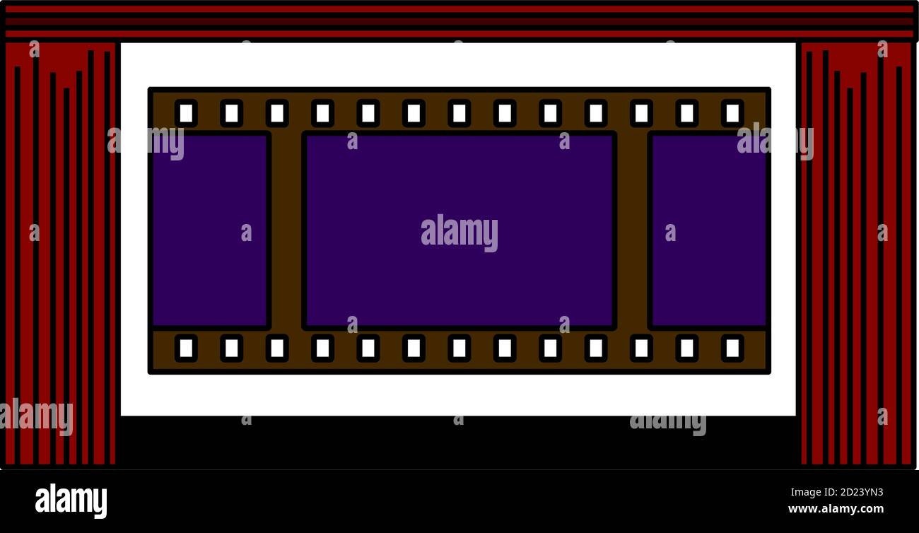 Cinema Theater Auditorium Icon. Editable Outline With Color Fill Design ...
