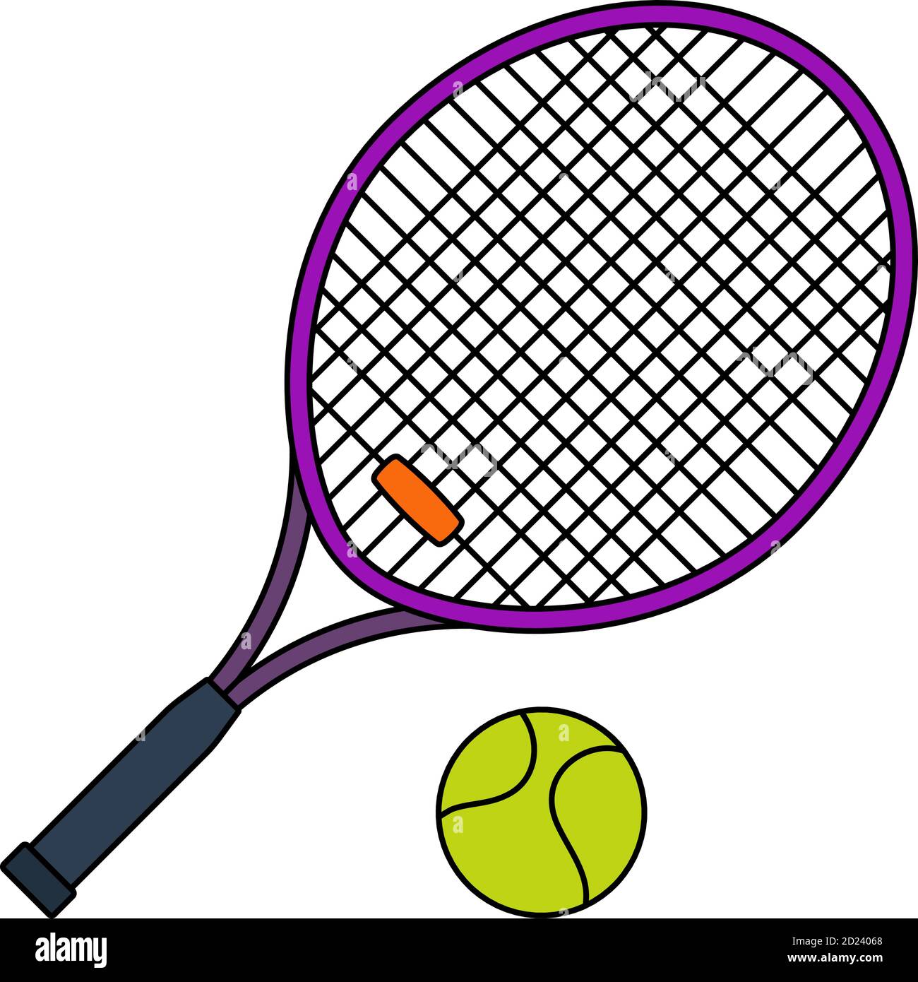 Icon Of Tennis Rocket And Ball. Editable Outline With Color Fill Design ...