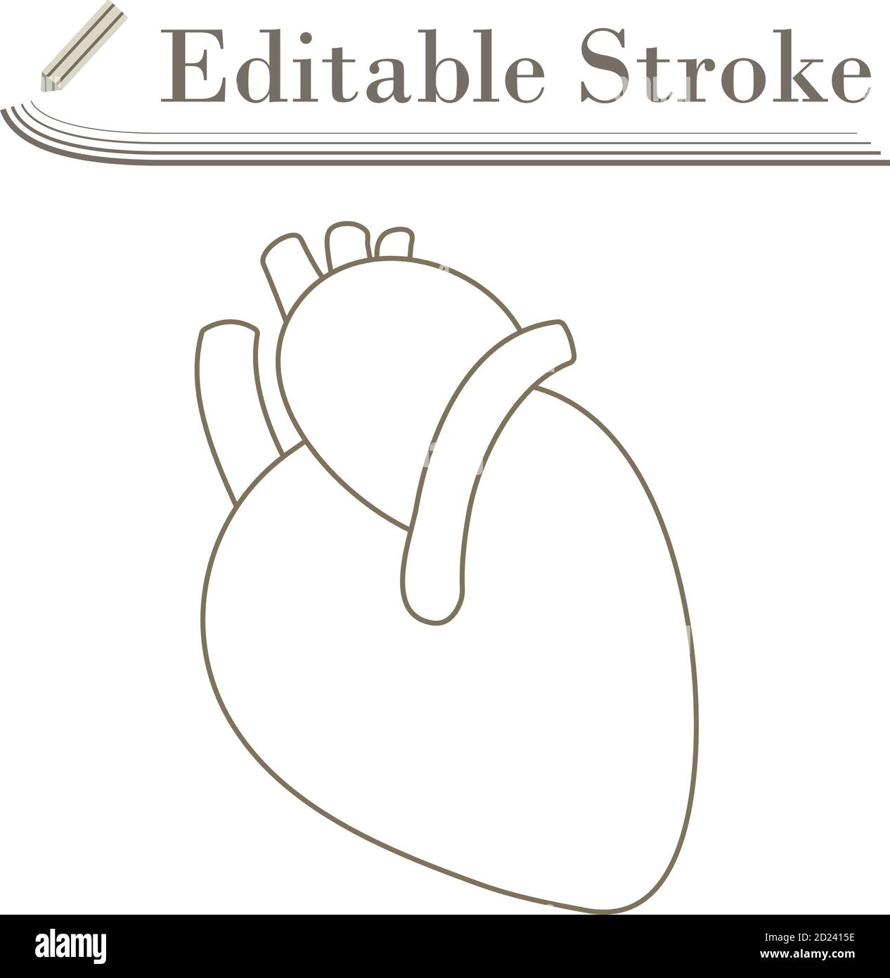 Human Heart Icon. Editable Stroke Simple Design. Vector Illustration ...