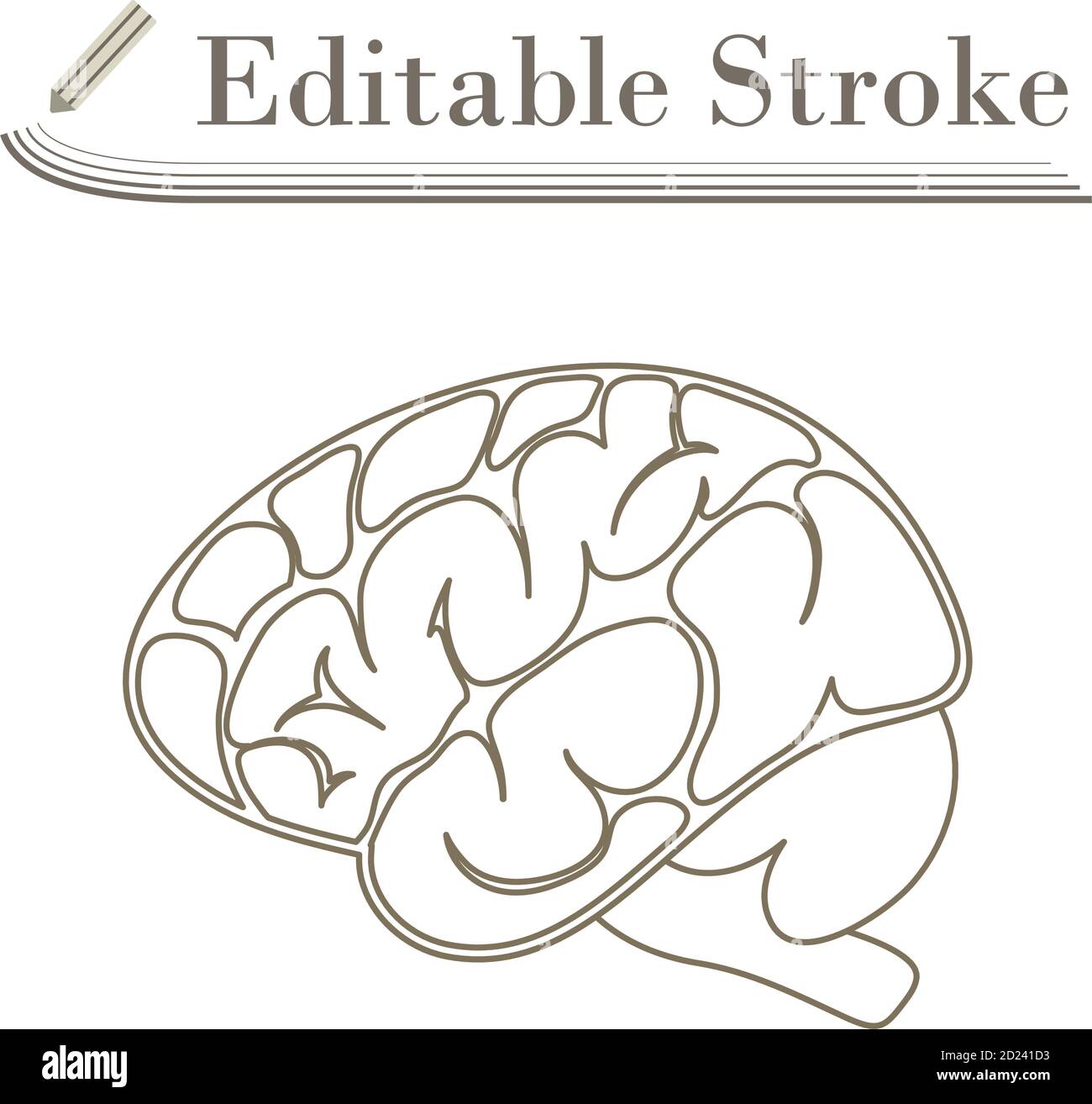 Brain Icon. Editable Stroke Simple Design. Vector Illustration Stock ...