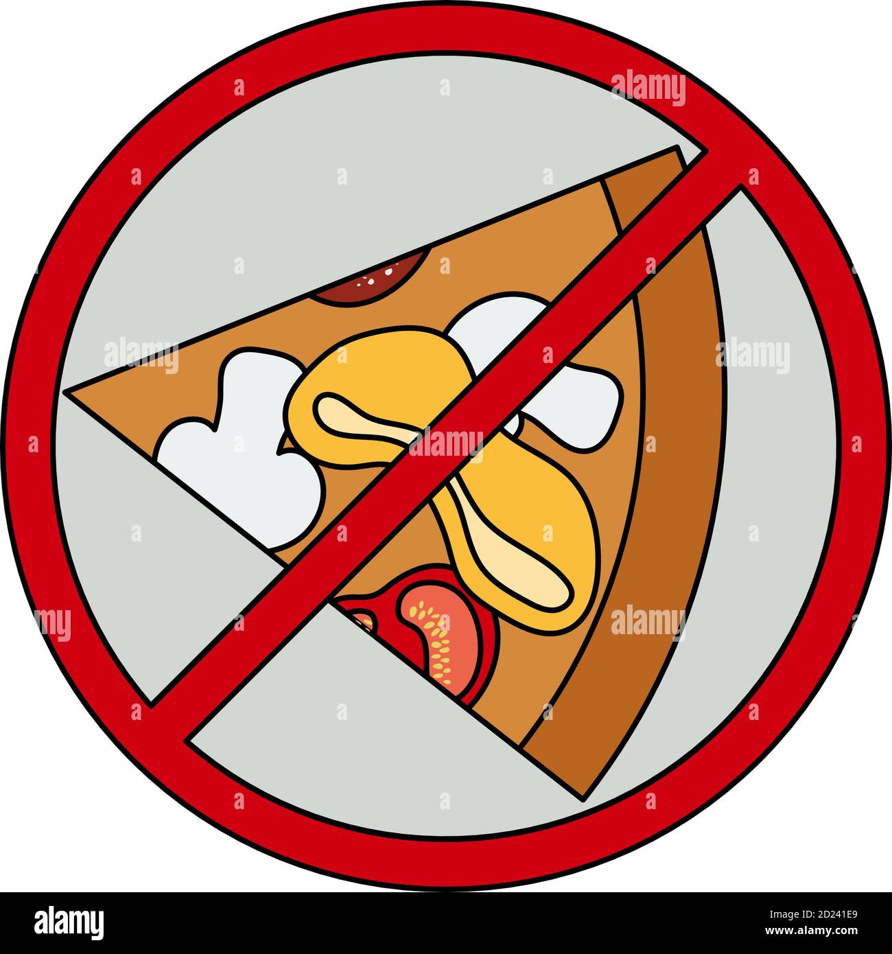 Icon Of Prohibited Pizza. Editable Outline With Color Fill Design ...