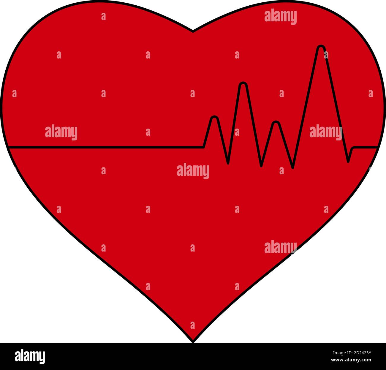 Icon Of Heart With Cardio Diagram. Editable Outline With Color Fill ...